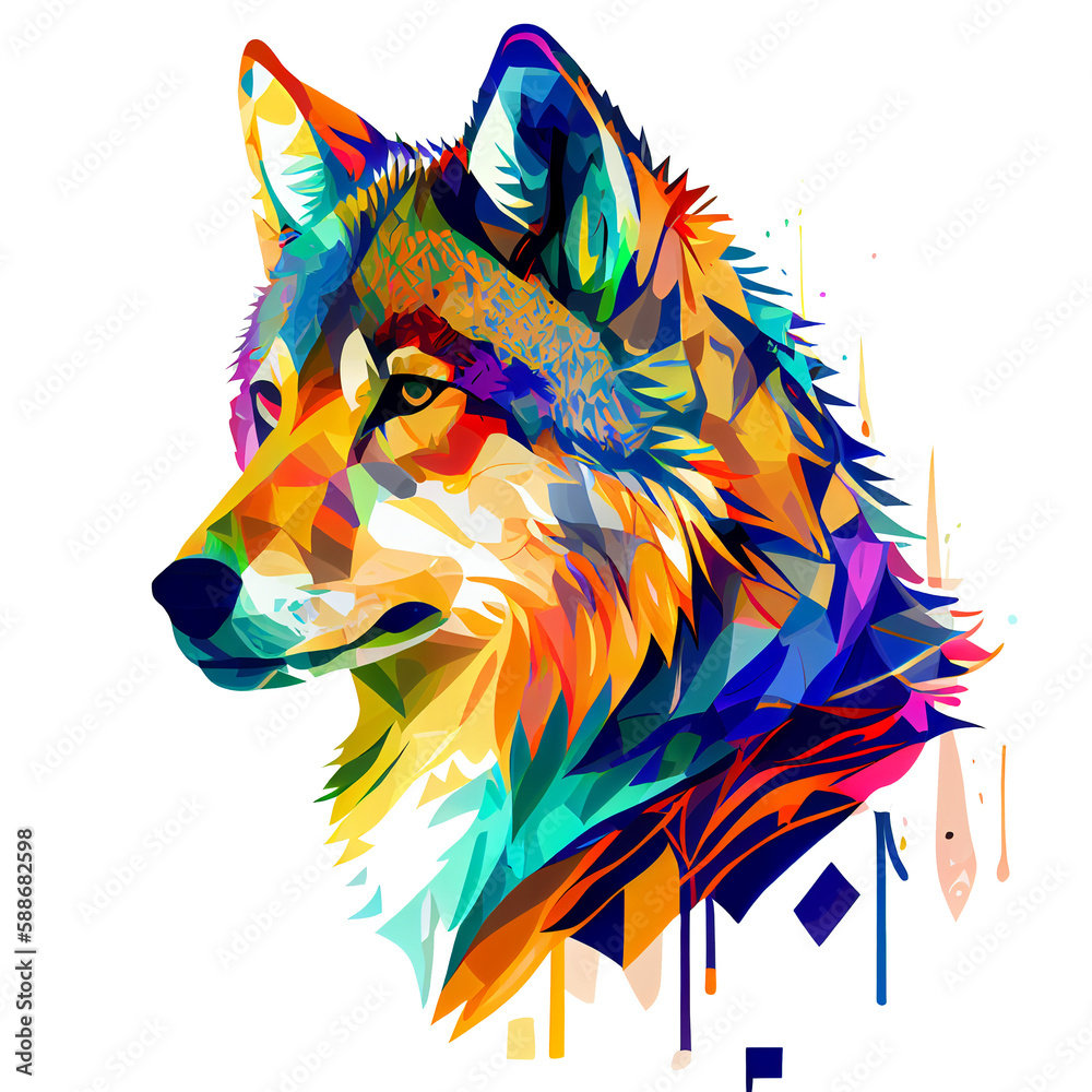 Colorful wolf clipart, Multicolor wolf on Transparent background png ...