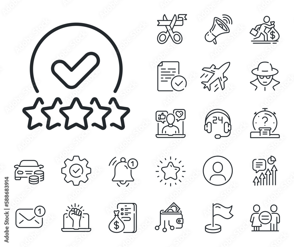 Approved ranking sign. Salaryman, gender equality and alert bell ...