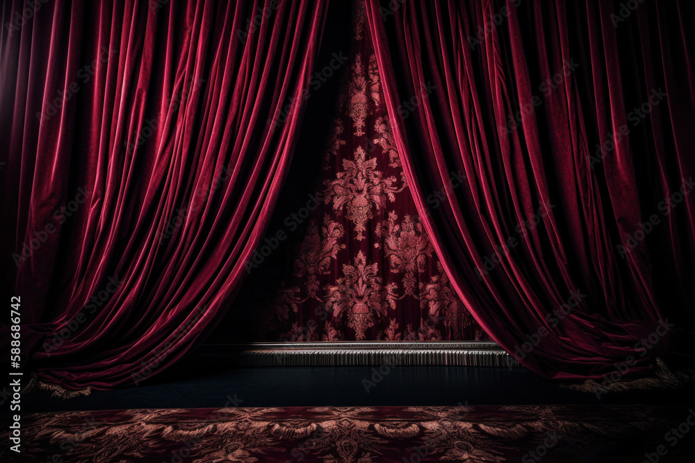Rich Texture and Color of Theatre Stage Curtain Stock Illustration ...