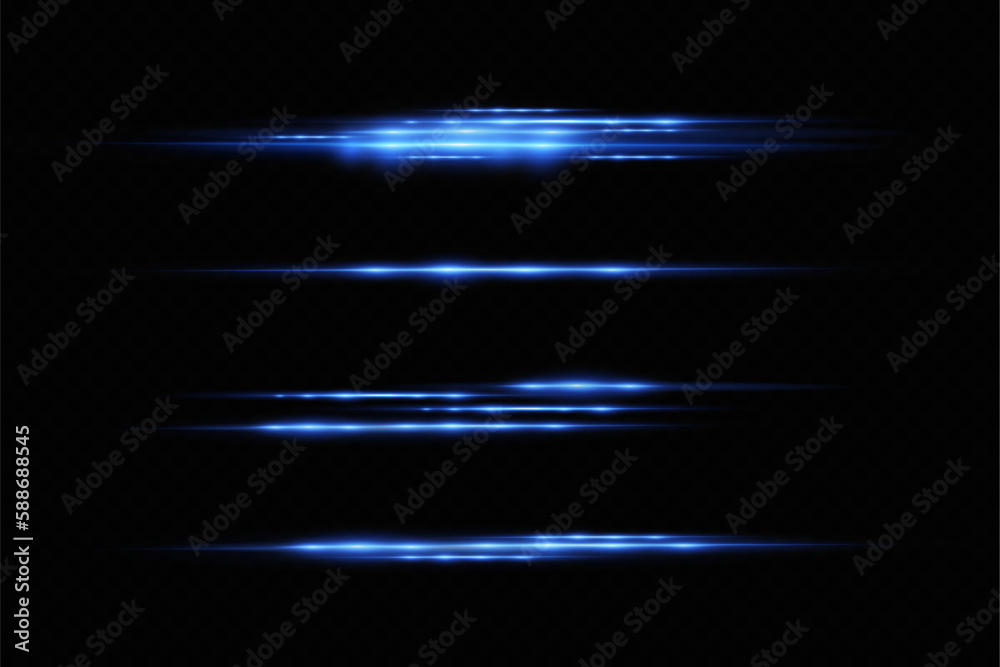 Motion light effect for banners. Blue lines. The effect of speed on a ...
