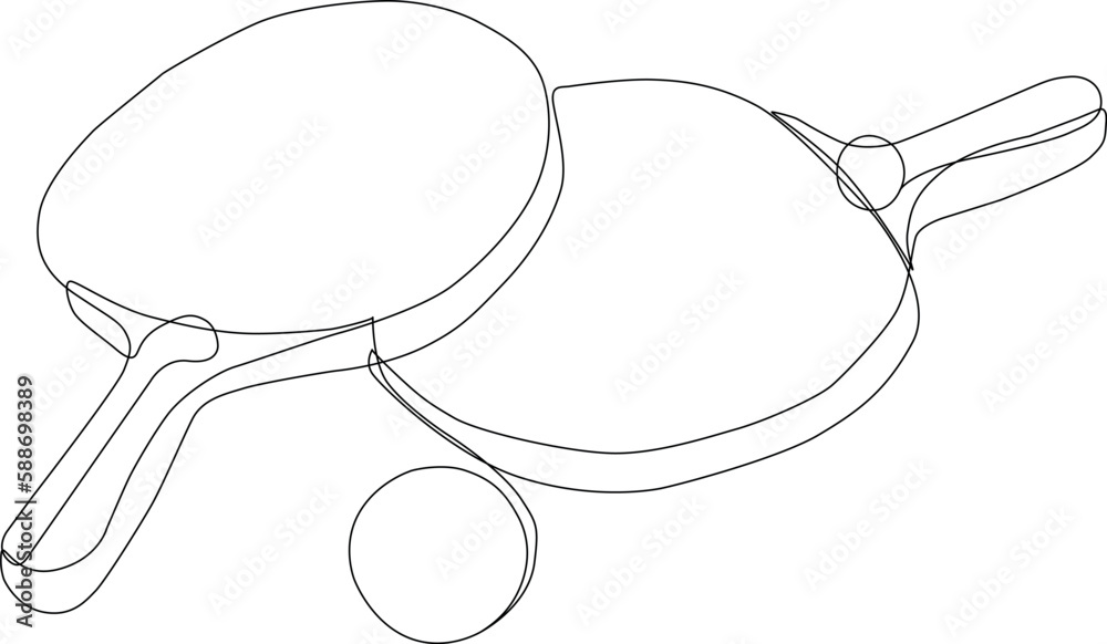 vector linear drawing. world table tennis day. rackets and a ball. a ...