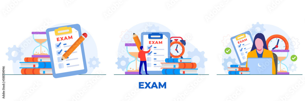 examination concept, online test, Education concept flat illustration ...