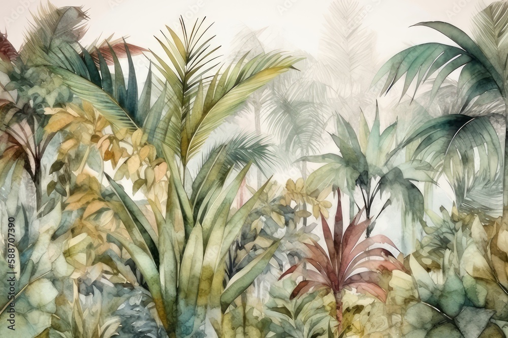 Tropical plants and palm trees, for texture background photo wallpaper ...