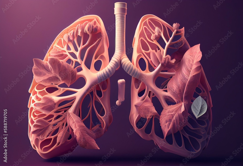3d rendered, medically accurate illustration of a female lung anatomy ...