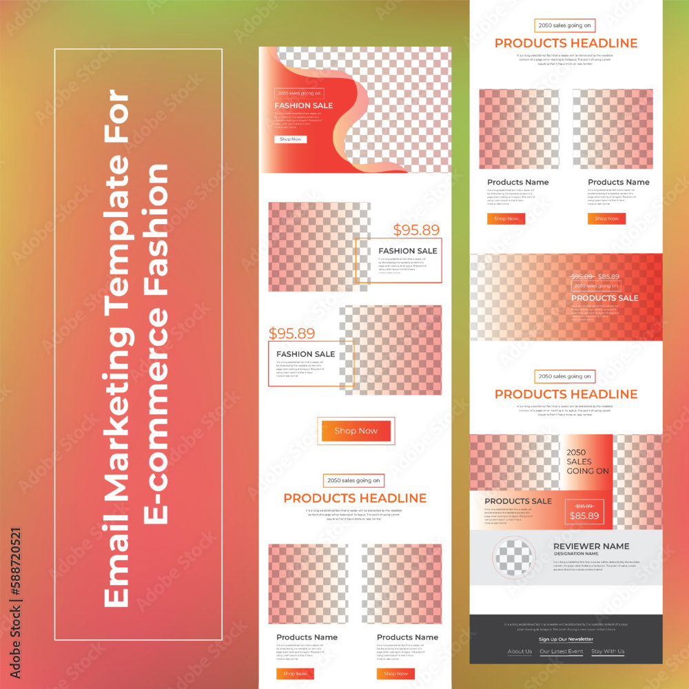 Colorful Email Marketing concept page or one page email Newsletter ...