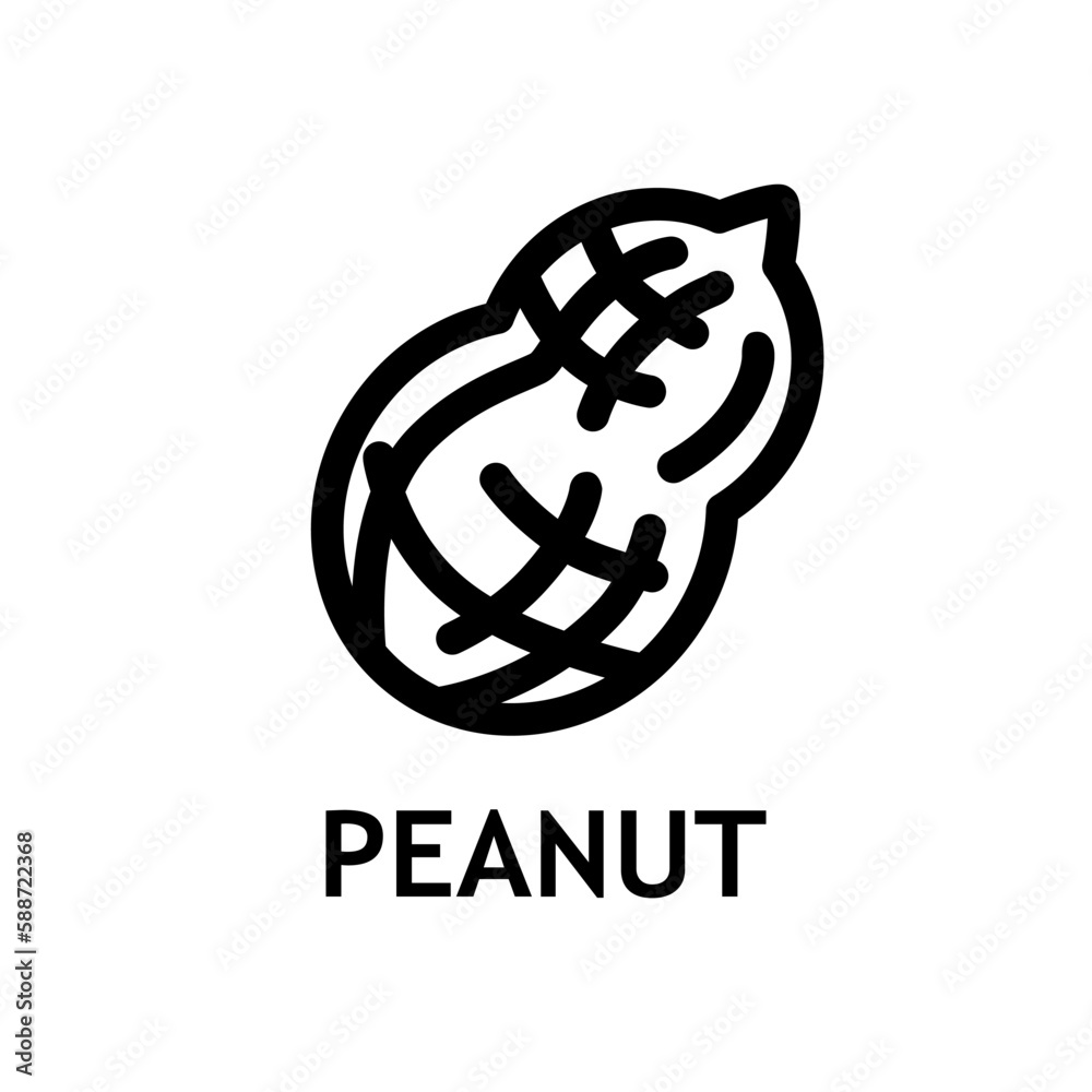 Inshell peanuts icon. Linear logo. Black simple illustration for ...