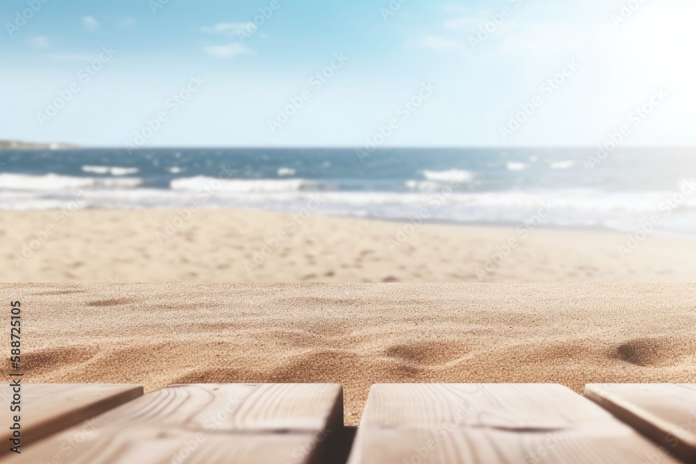 coastal foreground texture scene of sand and wooden boardwalk to place ...