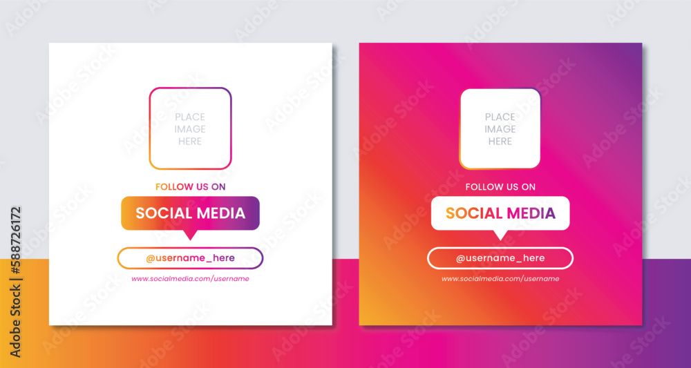 Follow me on instagram set design template vector Stock Vector | Adobe ...