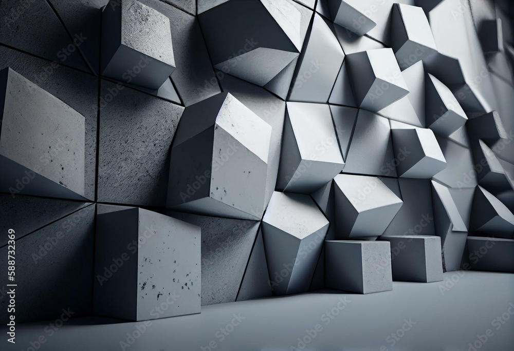Concrete, 3D Wall background with tiles. Square, tile Wallpaper with ...
