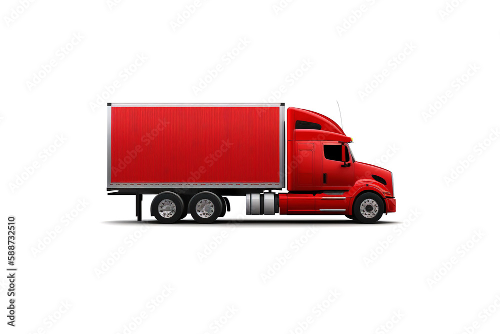 red truck side view isolated on white background. AI generation Stock ...