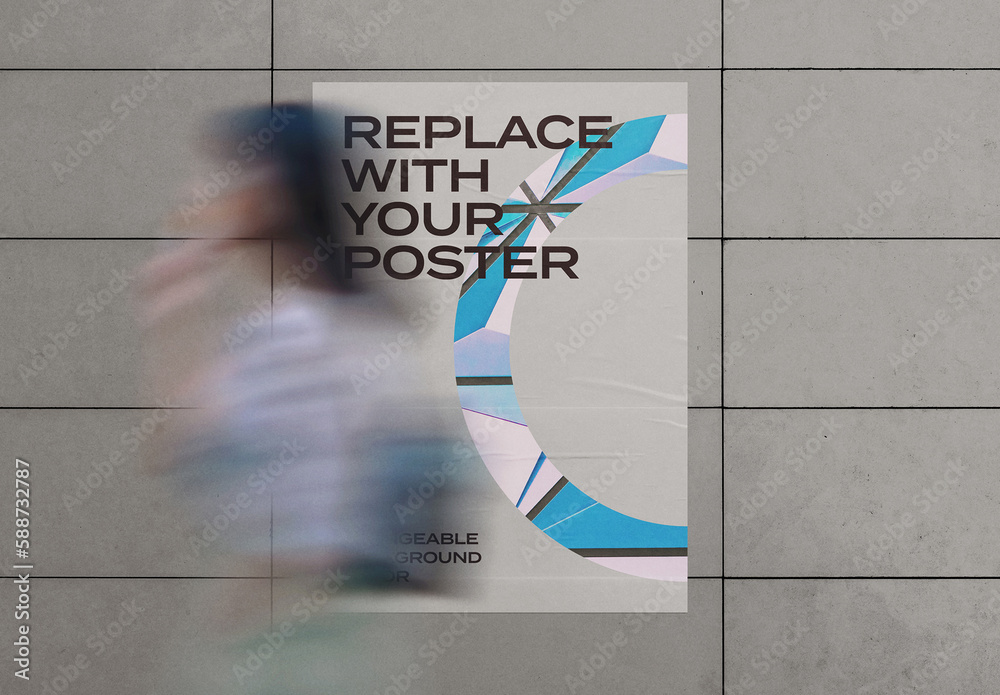 Poster Wall Mockup Template Street Outdoor Glued Advertisement Stock ...