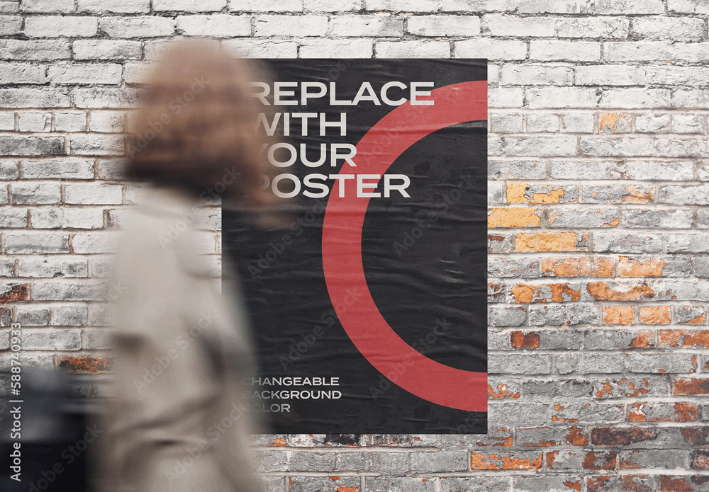 Poster Wall Mockup Template Street Outdoor Glued Advertisement Stock ...