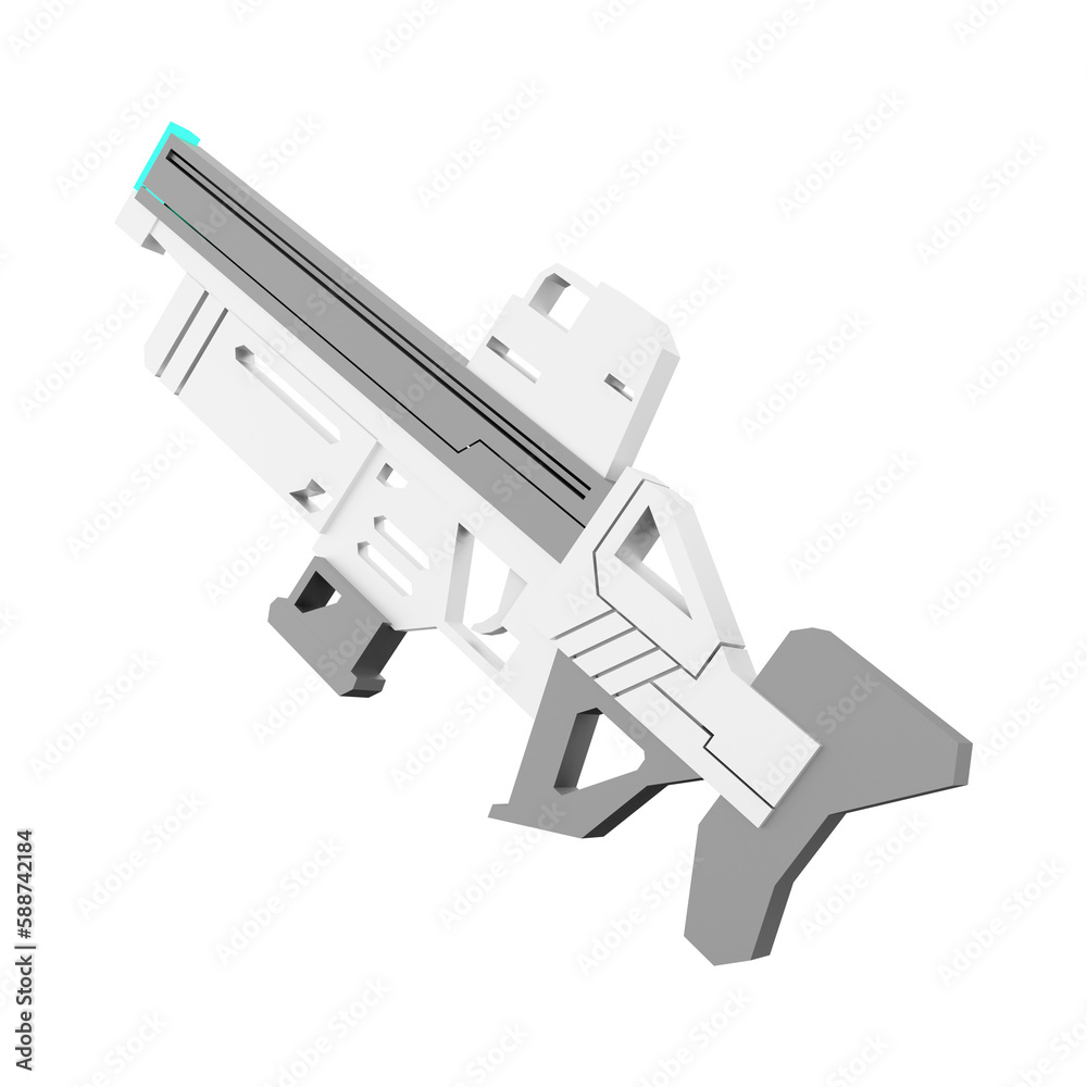3d rendering space blaster, laser gun, futuristic alien weapon low poly ...