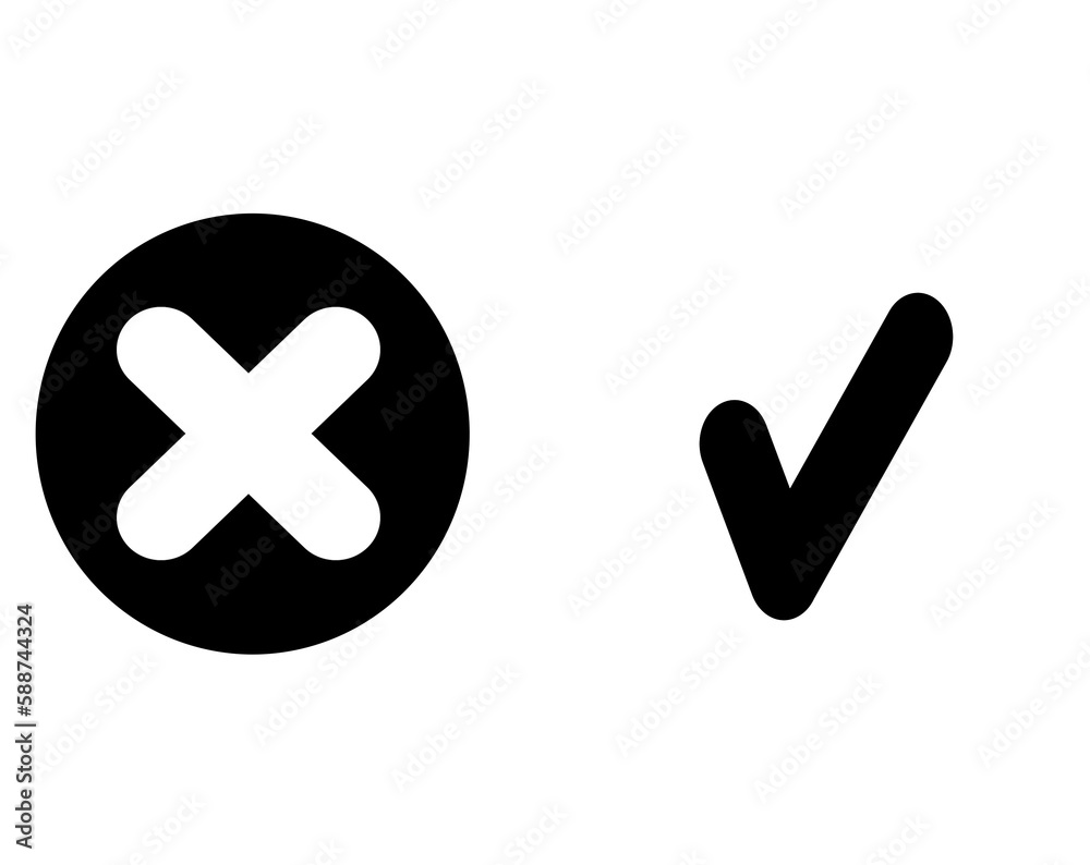 Ilustrace „Circle tick or checkbox approved symbol. check sign Wrong symbol check mark, symbol ...
