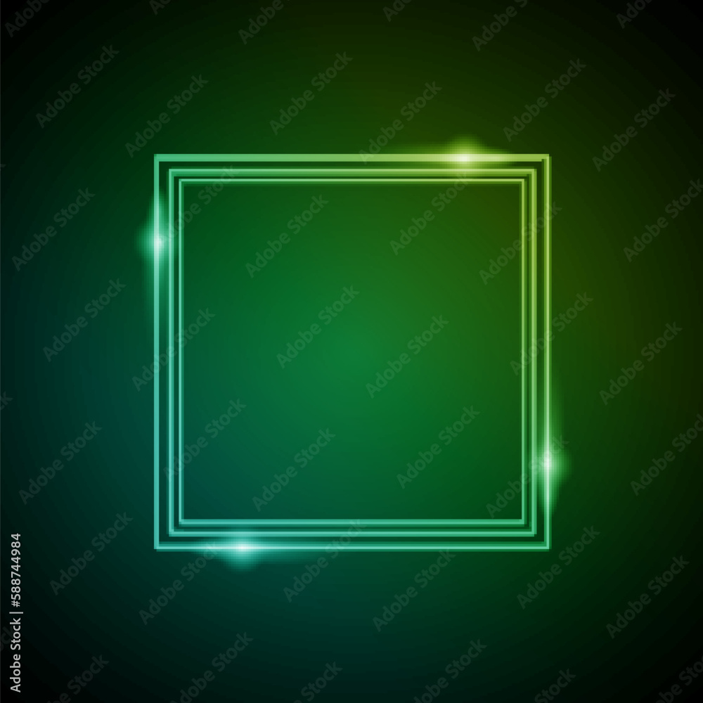 Neon Frame with Glow, and Sparkles. Electronic Luminous Square Frame in ...