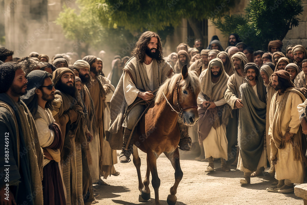 Jesus Christ Riding A Donkey Palm Sunday Easter Hosanna New Etsynoah ...