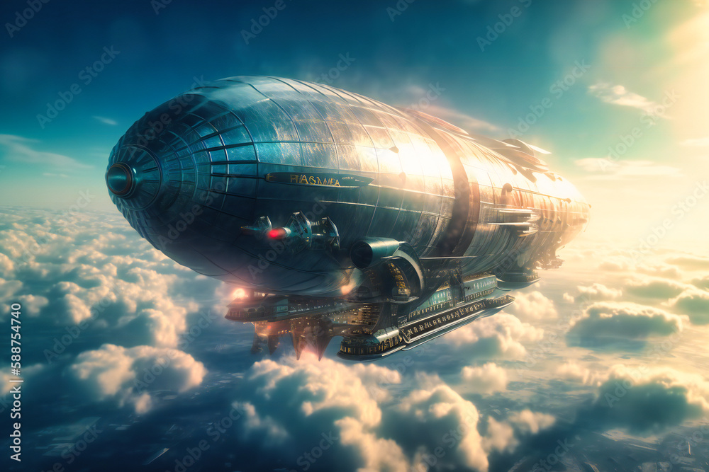Majestic airships float through the stratosphere, harnessing sunlight ...