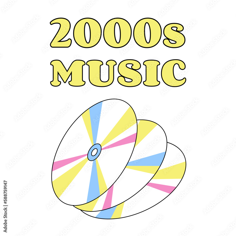 Vetor de Music disks vector illustration in 2000s style, retro ...