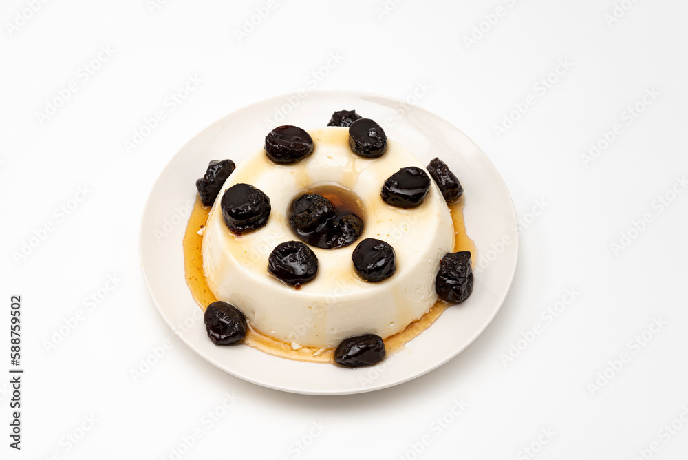 Delicious homemade traditional Brazilian dessert known as "Manjar" with ...