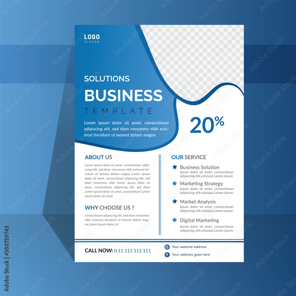 Corporate business flyer template design with blue color. Flyer design ...
