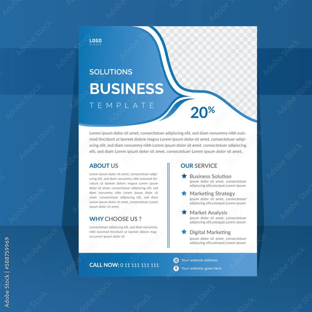 Corporate business flyer template design with blue color. Flyer design ...