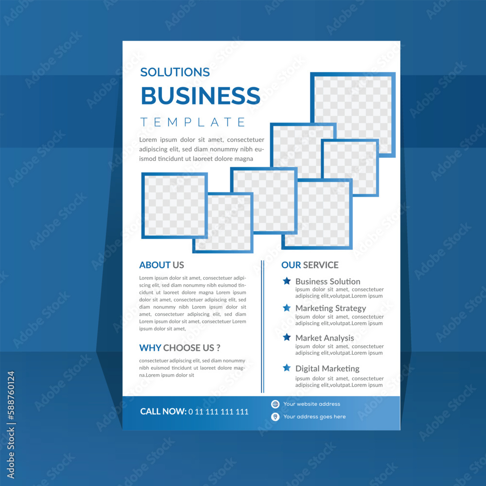 Corporate business flyer template design with blue color. Flyer design ...