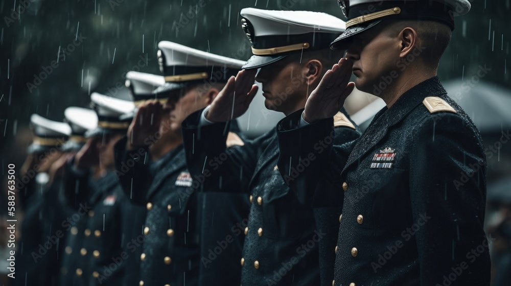 Several Military Officers Saluting Fallen Soldier's Grave in Service ...