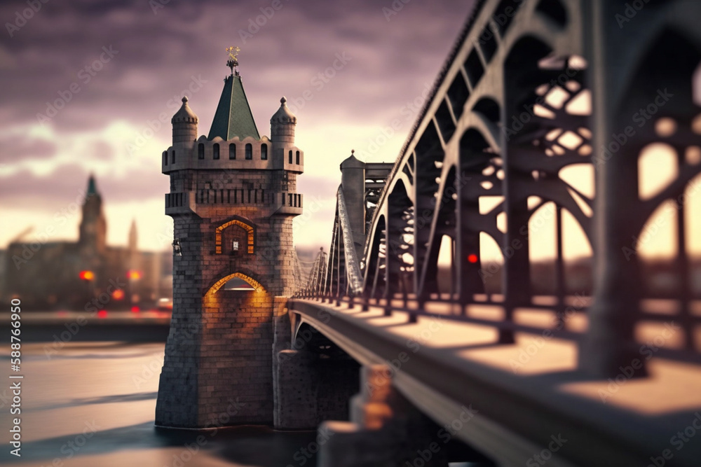 Magnificent Urban Bridge. Famous Metropolitan Bridge. Giant City Bridge ...