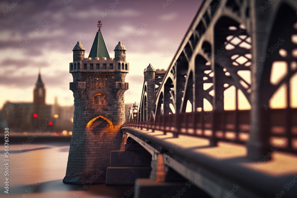 Impressive Bridge Architecture in the City. Created with generative ...