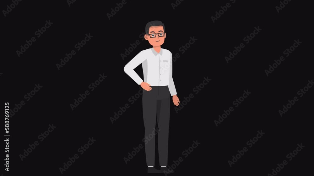 High resolution 2d cartoon male character in formal outfit talking on ...