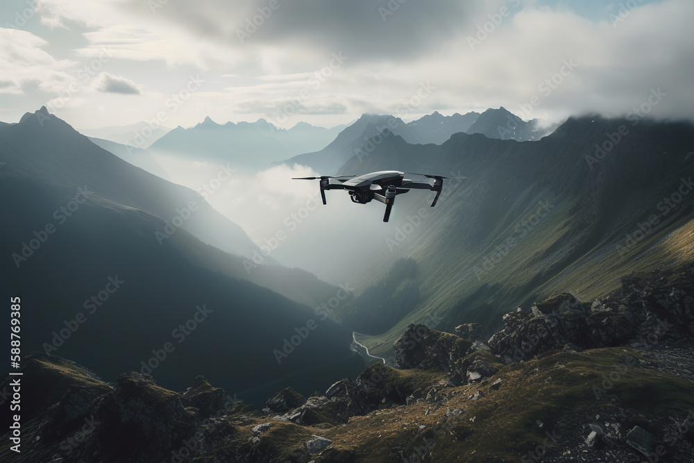 Large drone equipped with specialized sensors. Collecting environmental ...