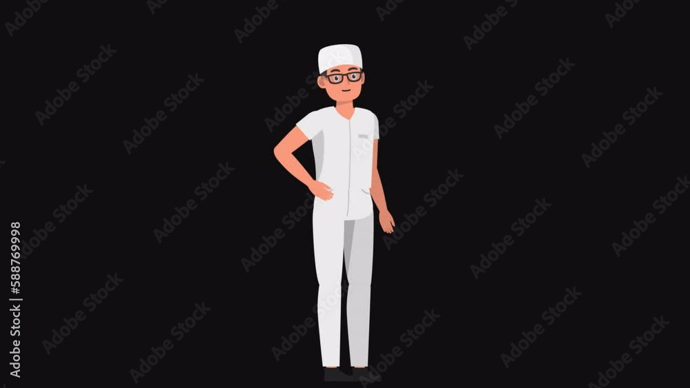 High resolution 2d cartoon male character in nurse outfit talking on ...