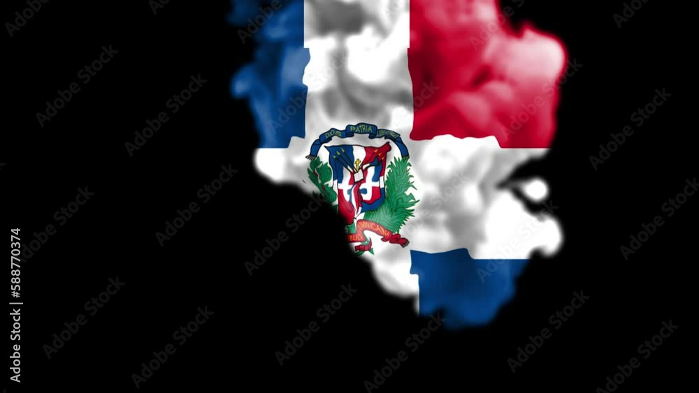 Smoke animation of revealing the country flag of Dominican Republic ...