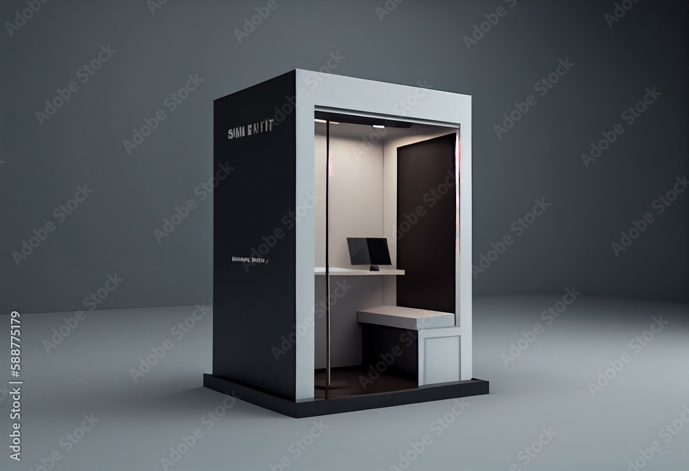 3D rendering minimalist booth perspective background. Generative AI ...