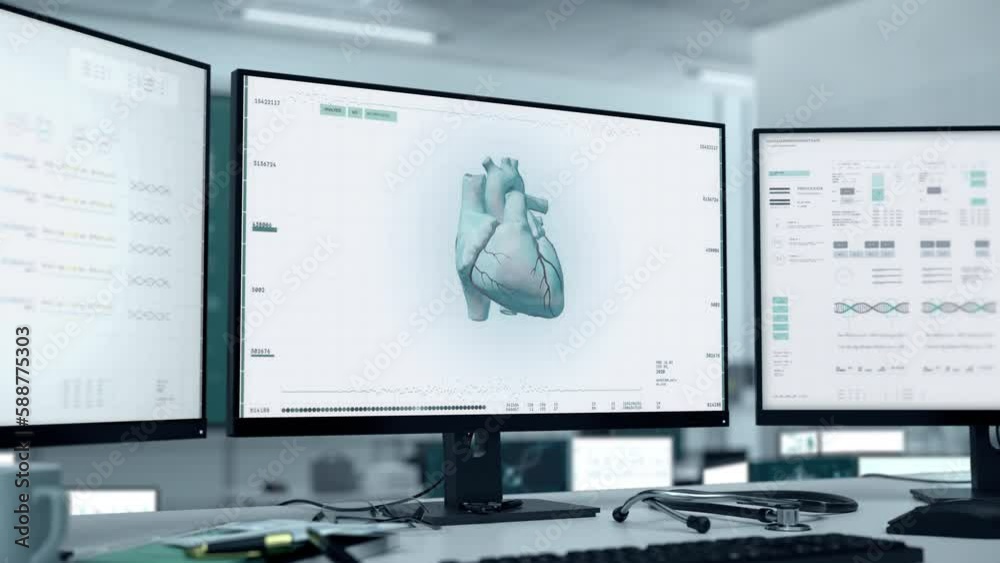 Diagnostic system interface analysing the damaged human heart ...