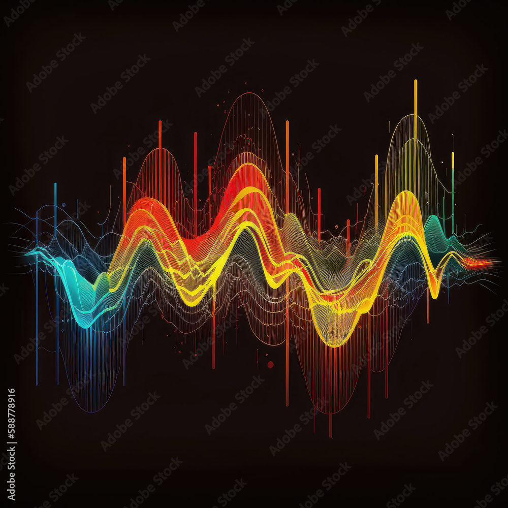 vector line artwork an audio waveform, vivid colors AI generation ...