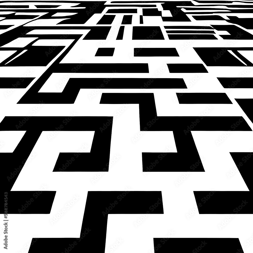 Optical illusion - parallel lines of black and white pillows ...