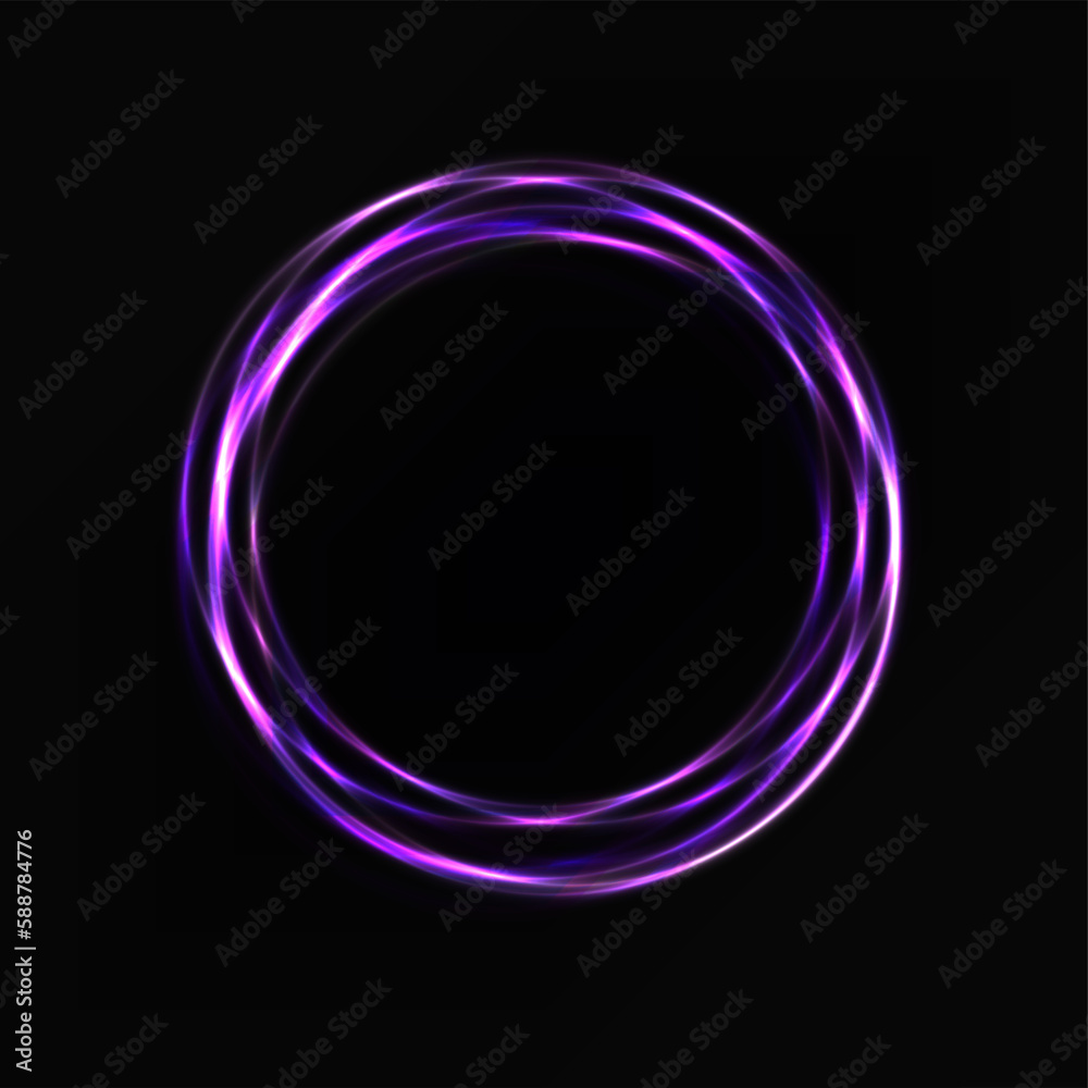 Vector illustration. Violet portal flair round circle with sparkles and ...