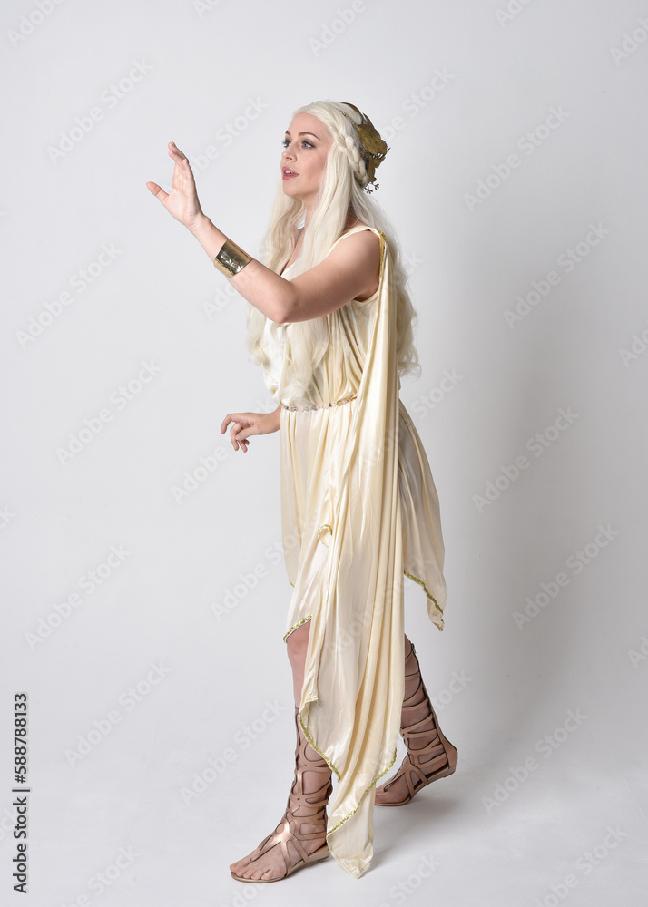 Full length portrait of beautiful blonde woman wearing a fantasy ...