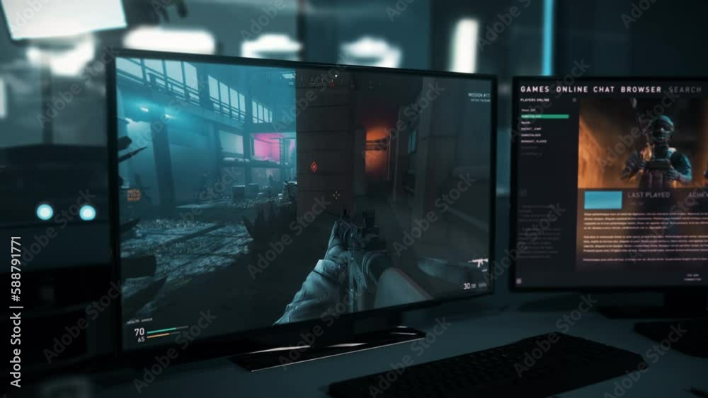 Playing a difficult mission in a modern combat simulator video game ...