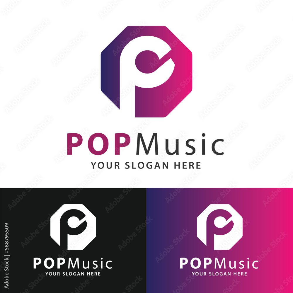 P letter logo, POP music Logo, Music Logo, Company logo Stock Vector ...