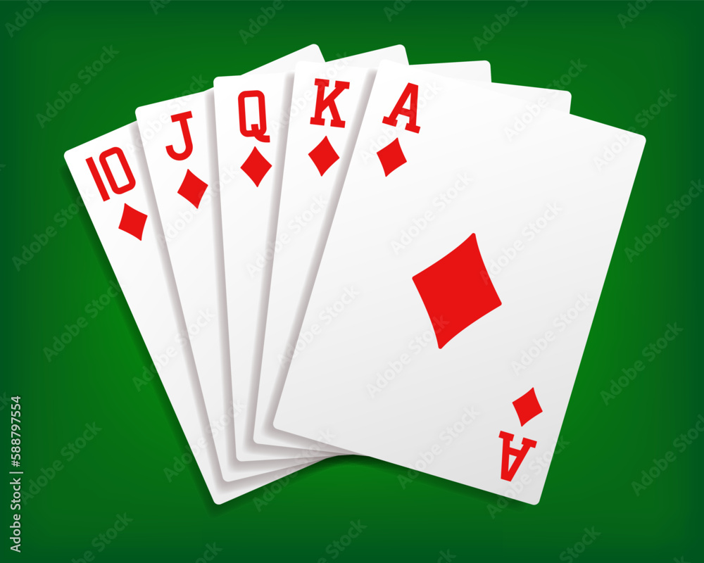 Royal Flush. A poker hand of a royal flush in diamond. Diamond Royal ...