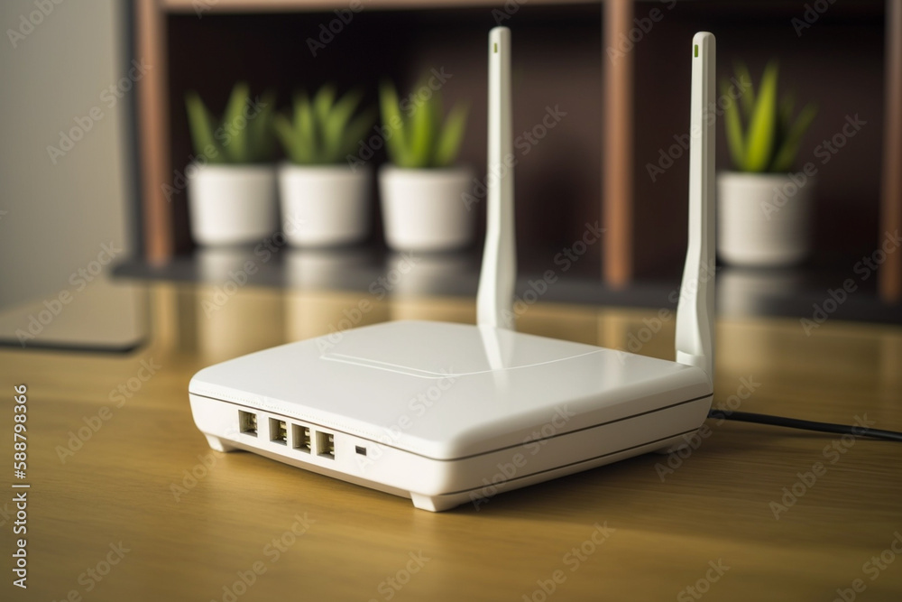 Router on the table. Router is a device that forwards data packets ...