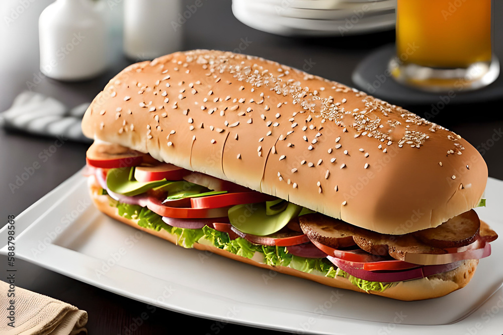 Generative AI image of the submarine sandwich, also known as a sub ...