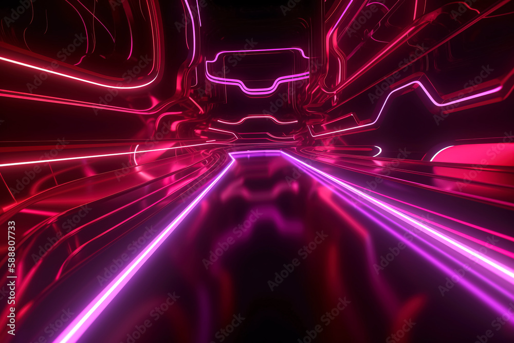 Neon Dreams: A Futuristic Room Illuminated by Vibrant Colors and ...