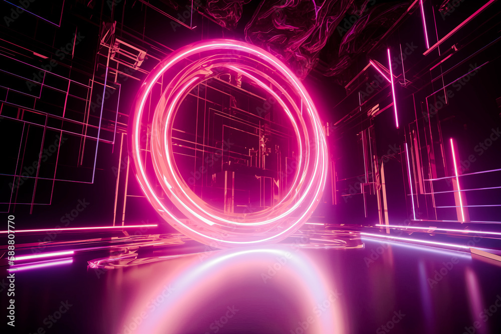 Neon Dreams: A Futuristic Room Illuminated by Vibrant Colors and ...