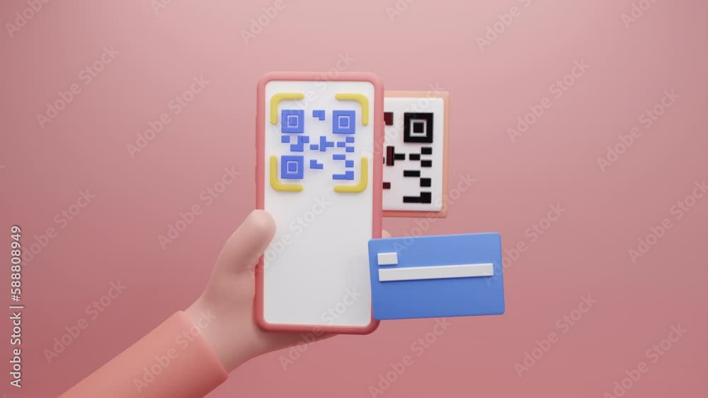 Contactless payment with mobile, smartphone scanning to pay by a QR ...