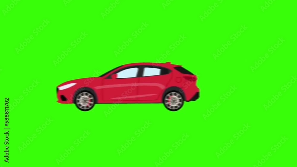 red car on green background, Red Car moving from Left To Right ...