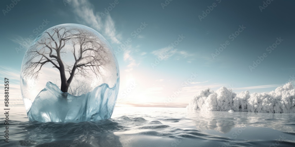 Climate change and social justice themed background, melting ice globe ...