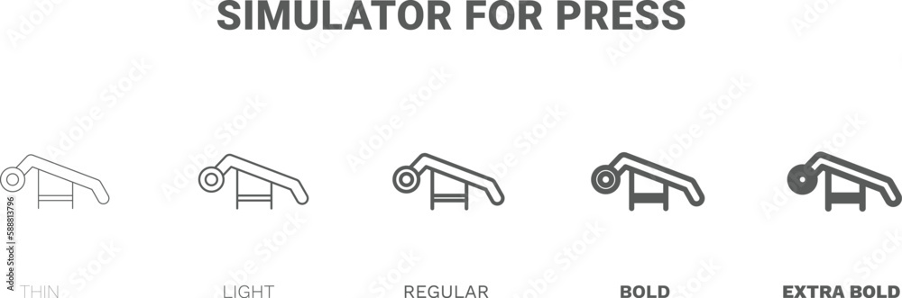 simulator for press icon. Thin, regular, bold and more style simulator ...